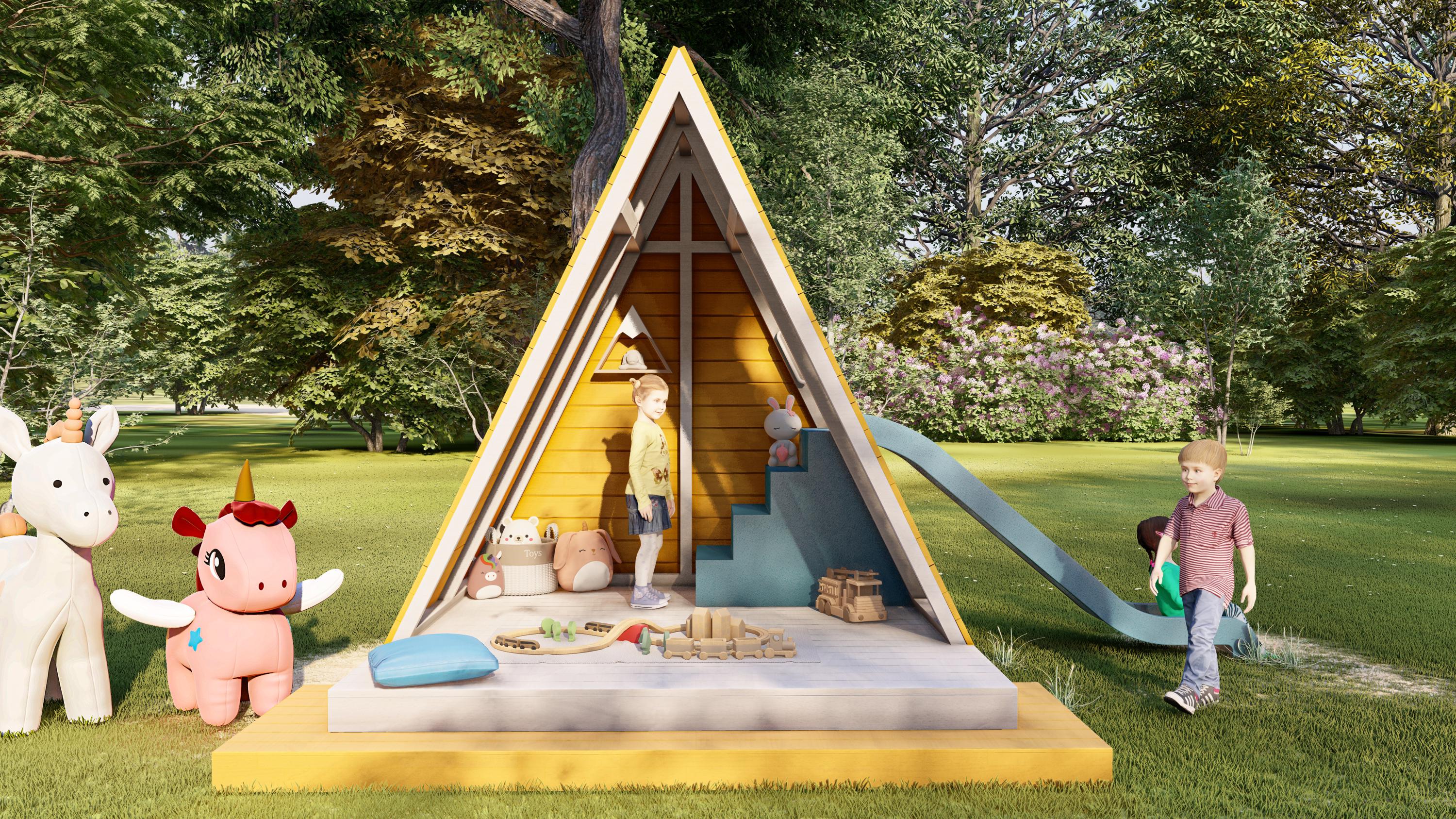 Triangle Slide Playhouse Plan Playhouse Plans for Kid Architecture ...