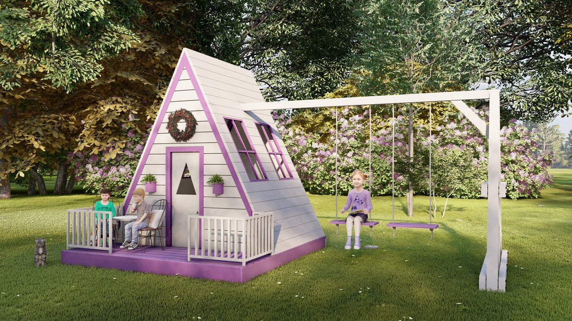 TRIANGLE PLAYHOUSE Plan, Playhouse Plans for Kids, Architectural Wooden ...