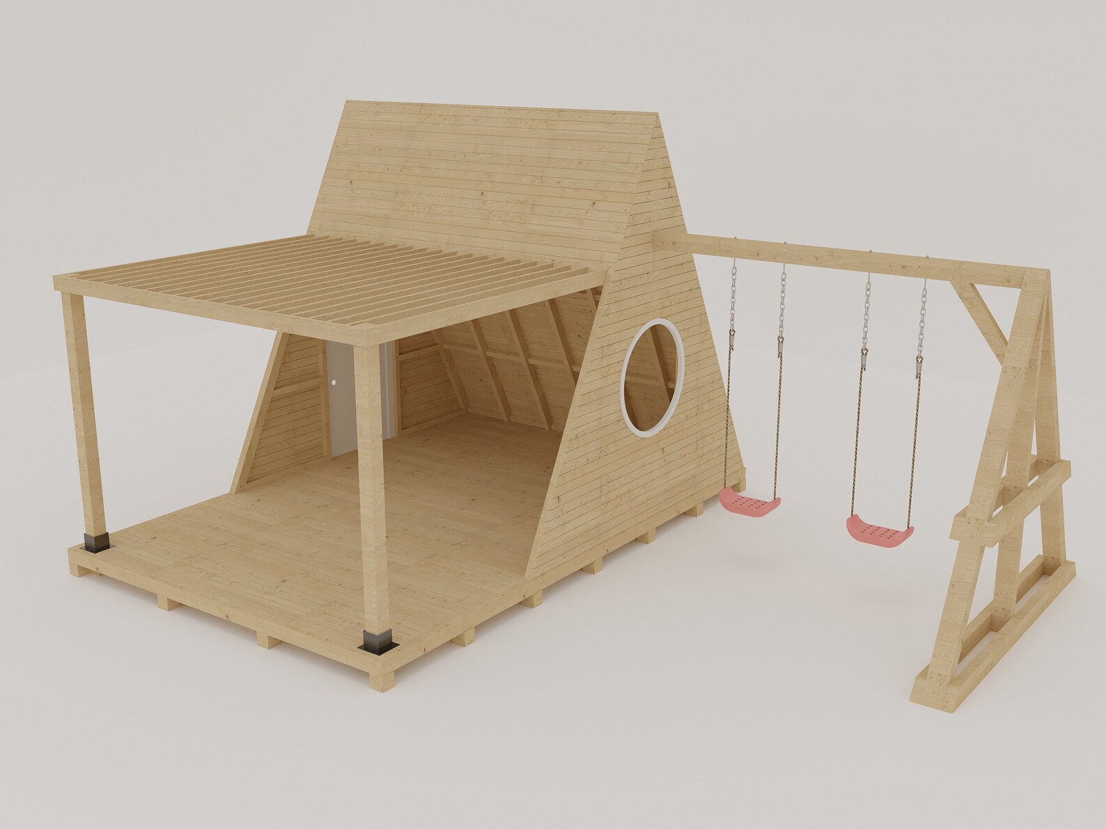 TRIANGLE PLAYHOUSE Plan, Playhouse Plans With Pergola and Swings for ...