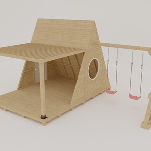 TRIANGLE PLAYHOUSE Plan, Playhouse Plans With Pergola and Swings for ...
