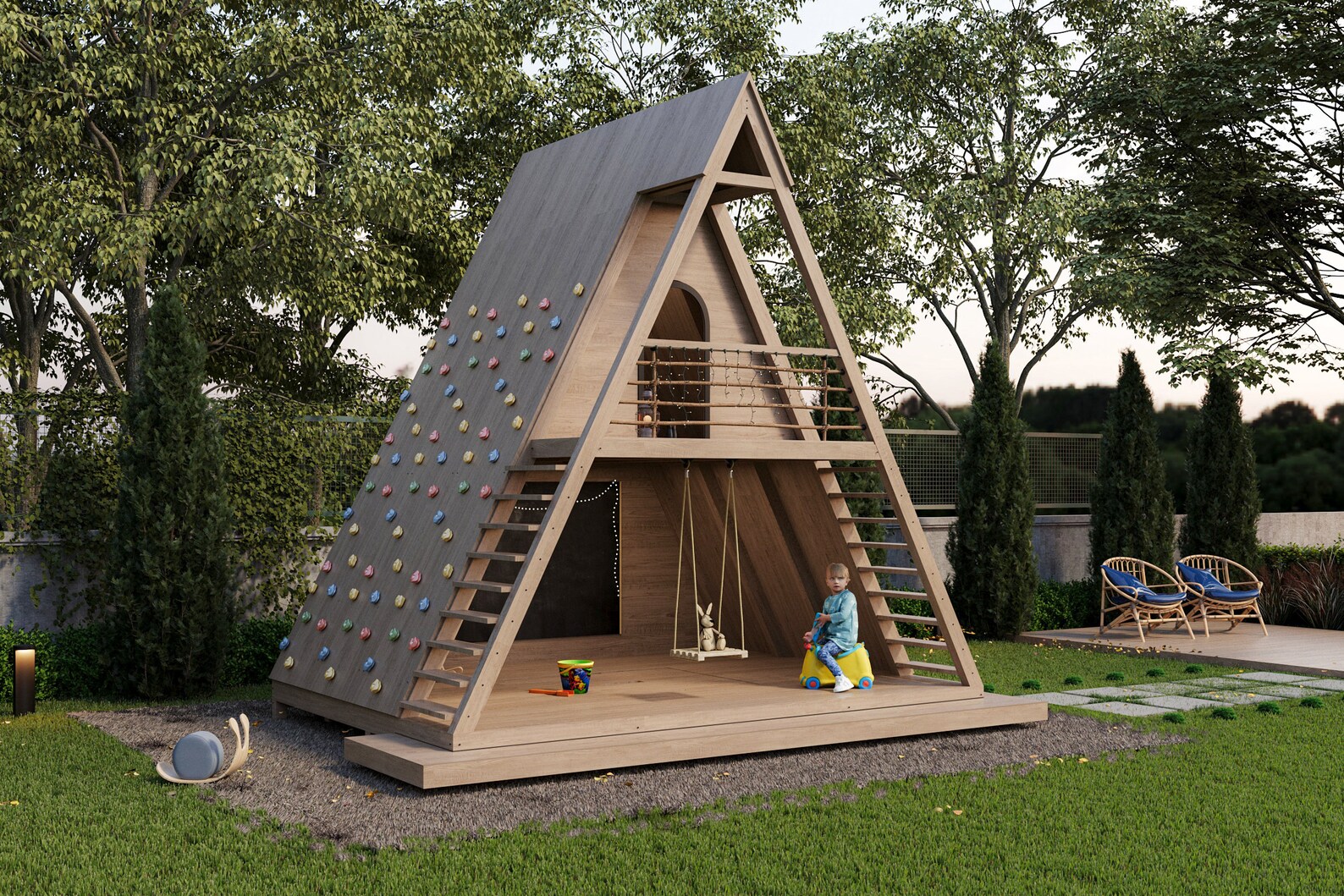 TRIANGLE PLAYHOUSE PLAN. Playhouse Plans for Kids, Architecture Wooden ...