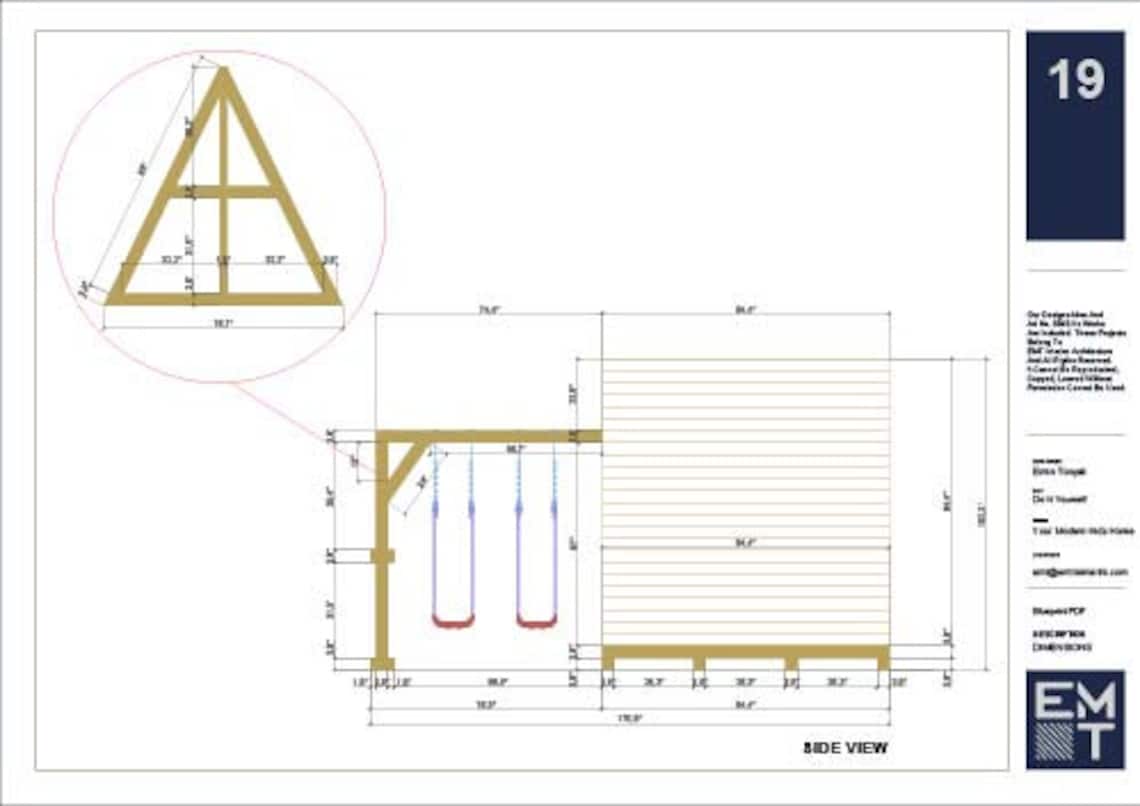 TRIANGLE PLAYHOUSE Plan, Playhouse Plans With Pergola and Swings for ...