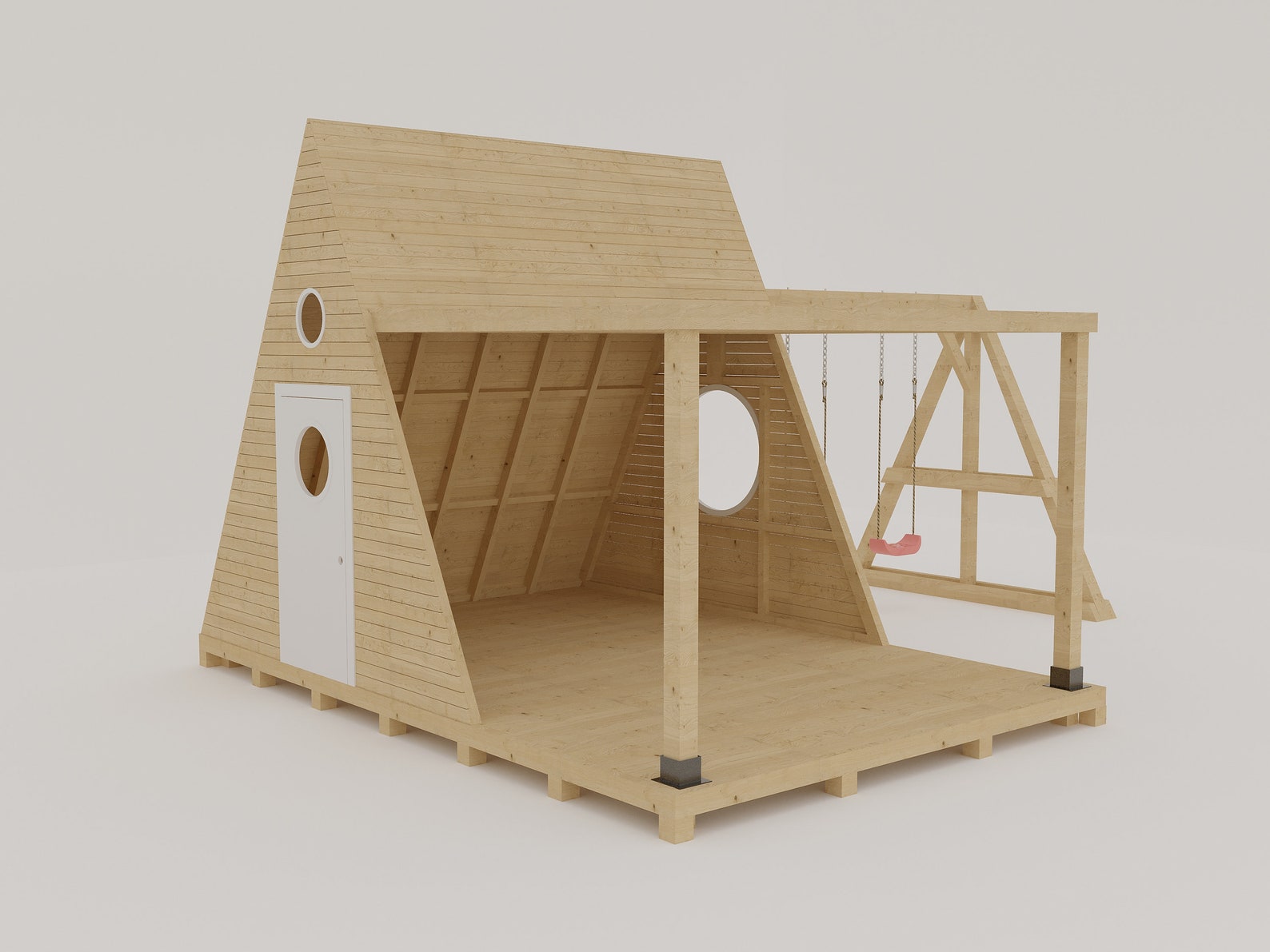 TRIANGLE PLAYHOUSE Plan, Playhouse Plans With Pergola and Swings for ...