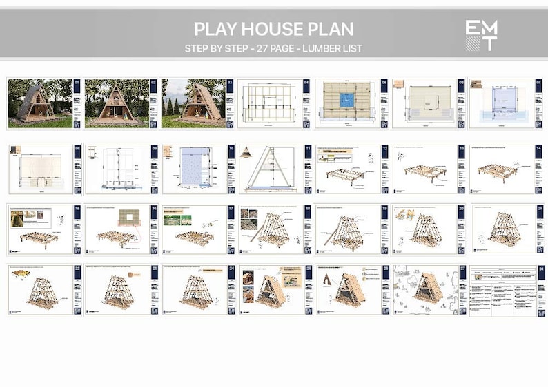 TRIANGLE PLAYHOUSE PLAN. Playhouse Plans for Kids, Architecture Wooden ...