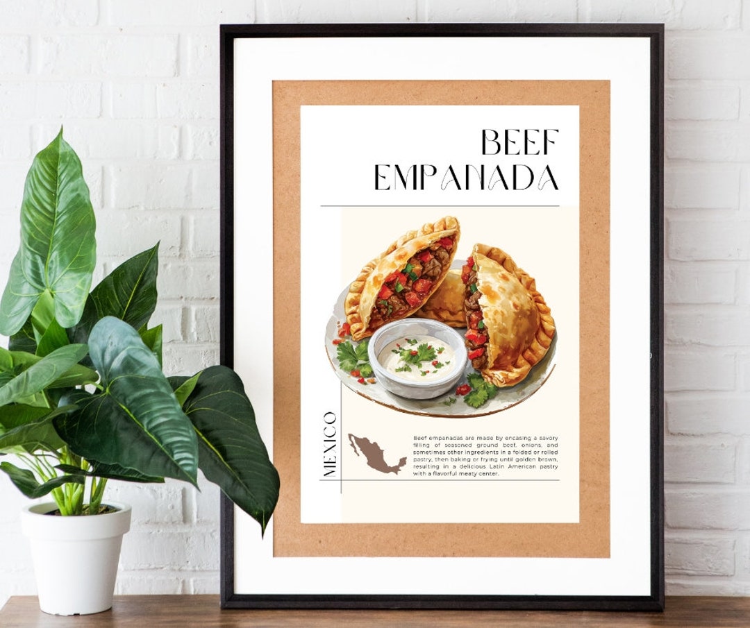 Beef Empanada Poster, Mexico Food Print, Comfort Food, Mexican Food ...