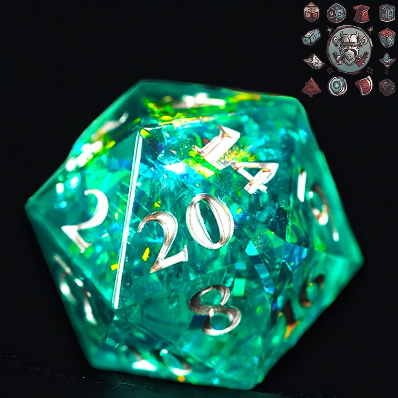 Green Ice Crystal Dnd Dice Set, Green Ice Crystal Dice Set, Dice for ...