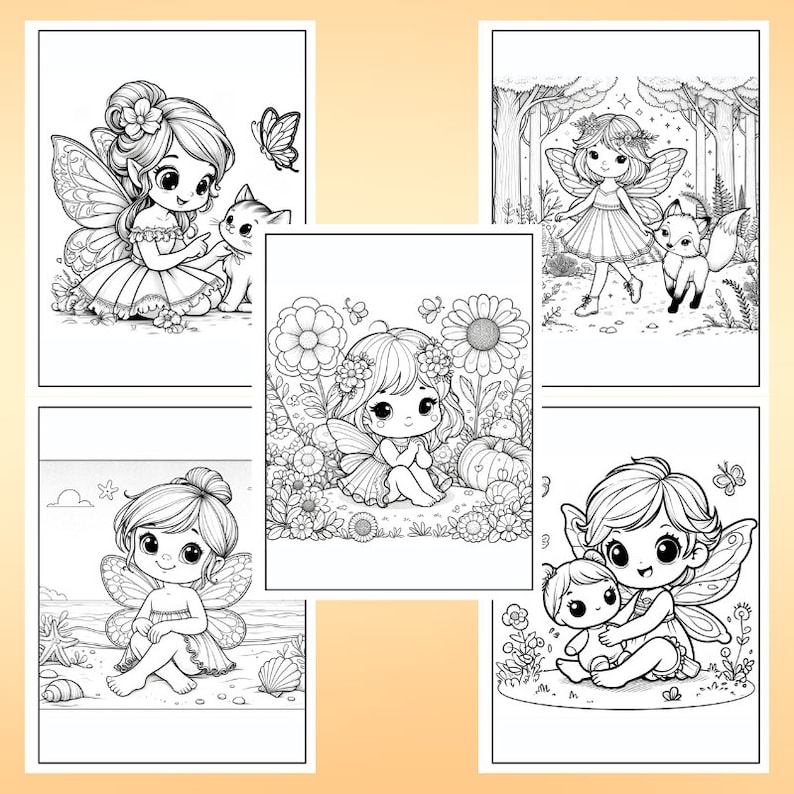 Easy Fairy Coloring Pages for Girls, Kids Floral Fairies Colorbook ...