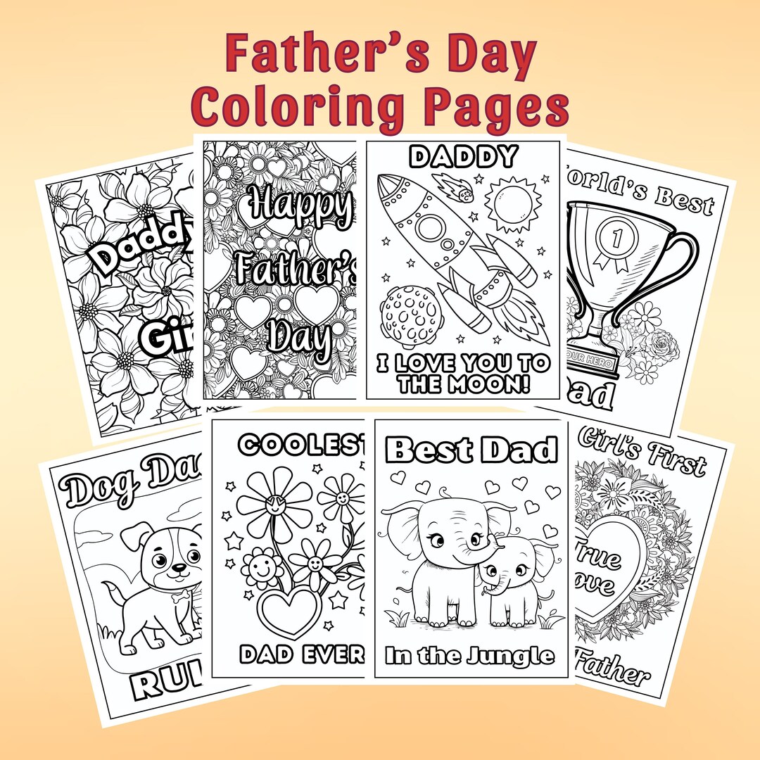 Cute Fathers Day Coloring Pages, Simple PDF DIY Gift Idea for Dad/daddy ...