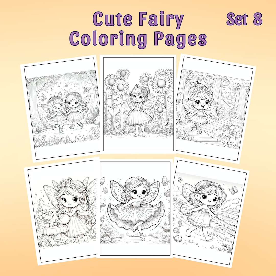 Easy Fairy Coloring Pages, Kids Floral Fairies Colorbook Sheets, Simple ...