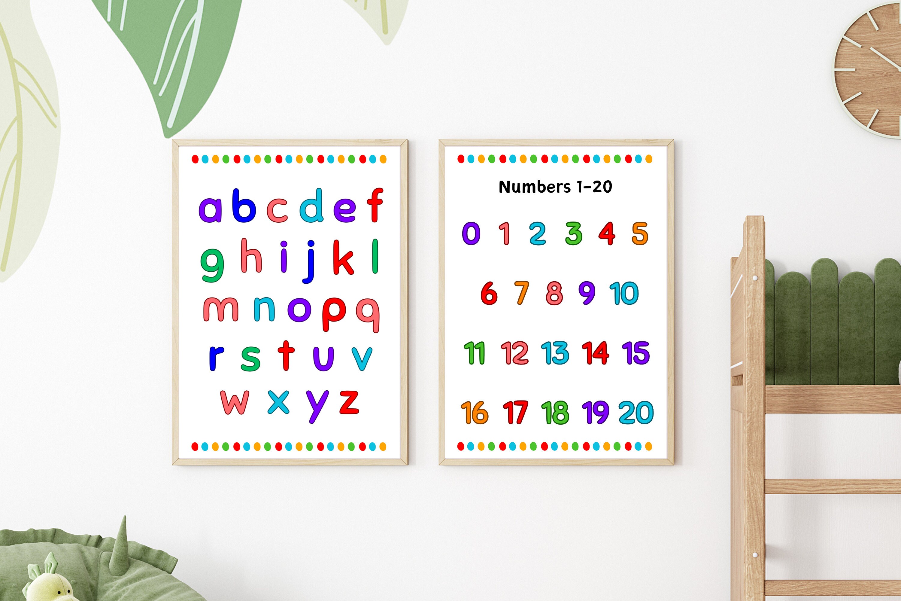 Rainbow Alphabet & Number Posters, Montessori Toddler Playroom Print ...