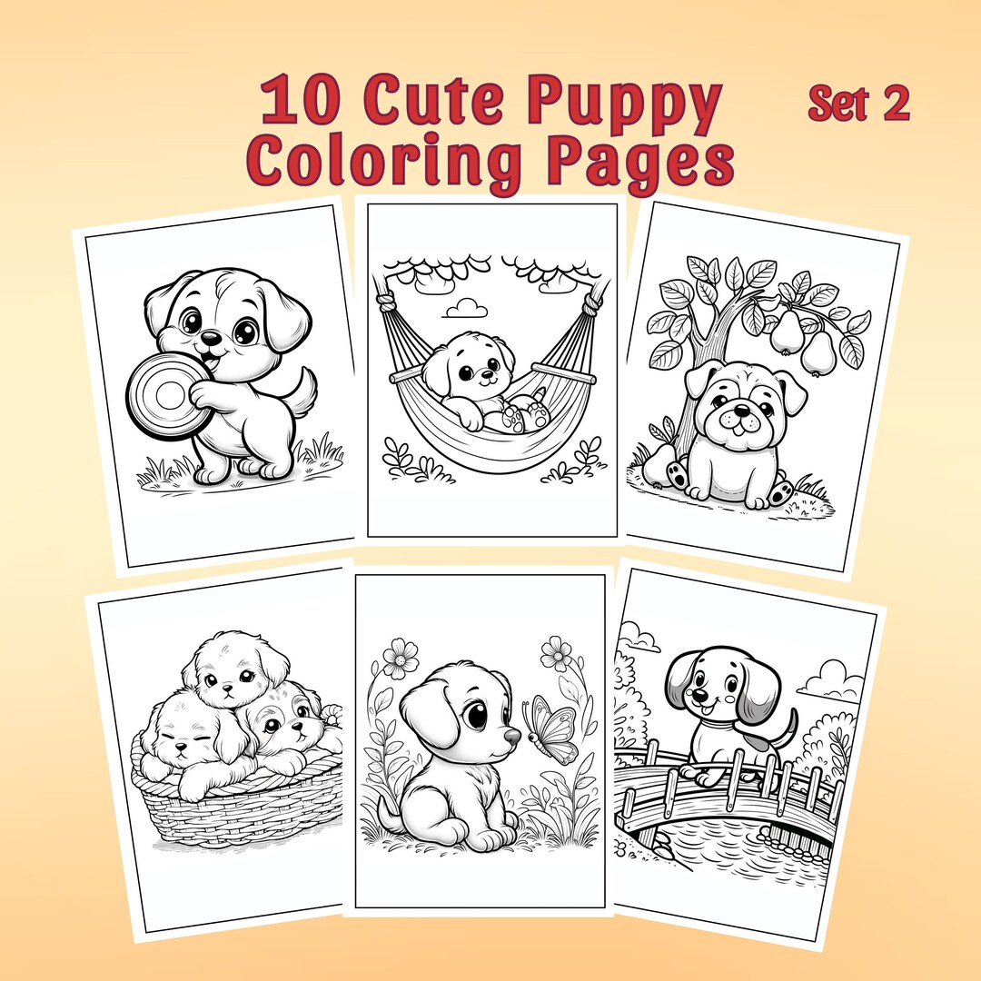 Cute Puppy Dog Coloring Printable, Simple Animal Coloring Sheet for ...