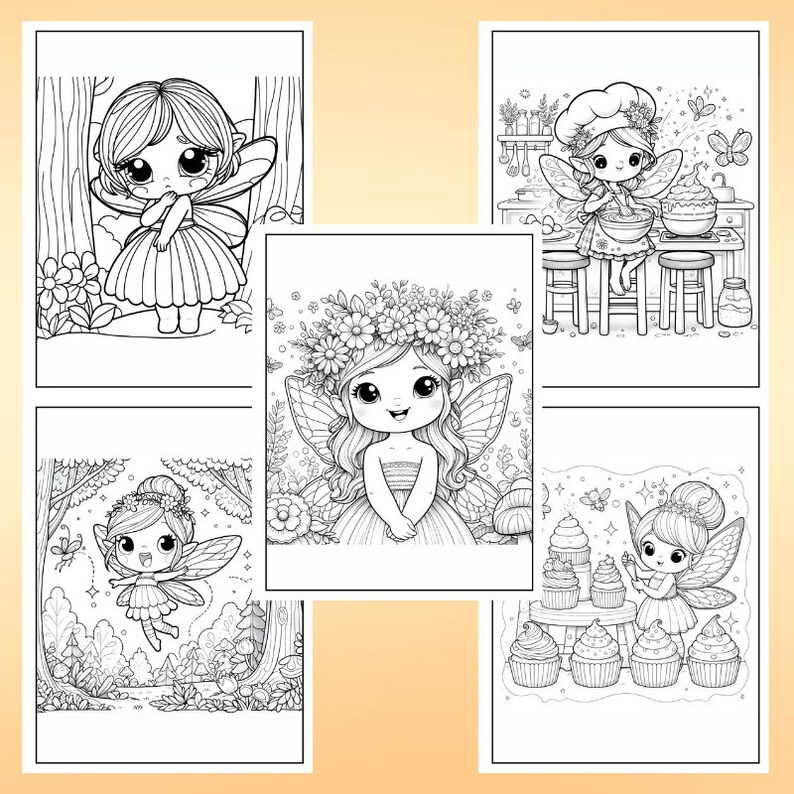 Easy Fairy Coloring Pages for Girls, Kids Floral Fairies Colorbook ...