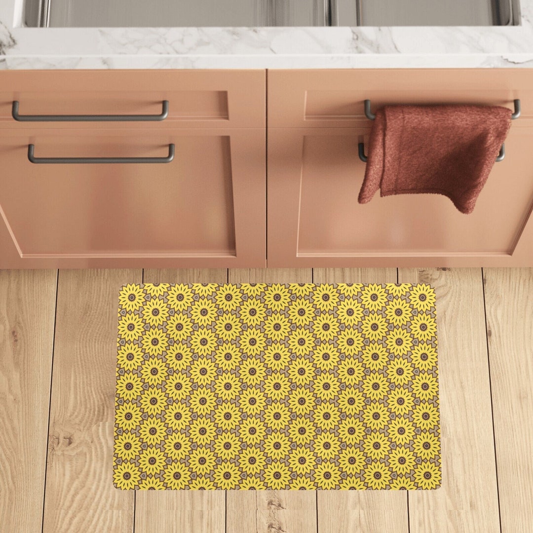 Vibrant Yellow Sunflower Kitchen Mat, Anti-fatigue Comfort Floor Mat ...