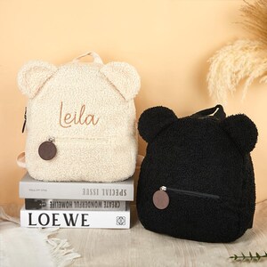 Personalized Teddy Bear Toddler Backpack, Custom Fluffy Kids Bag With ...