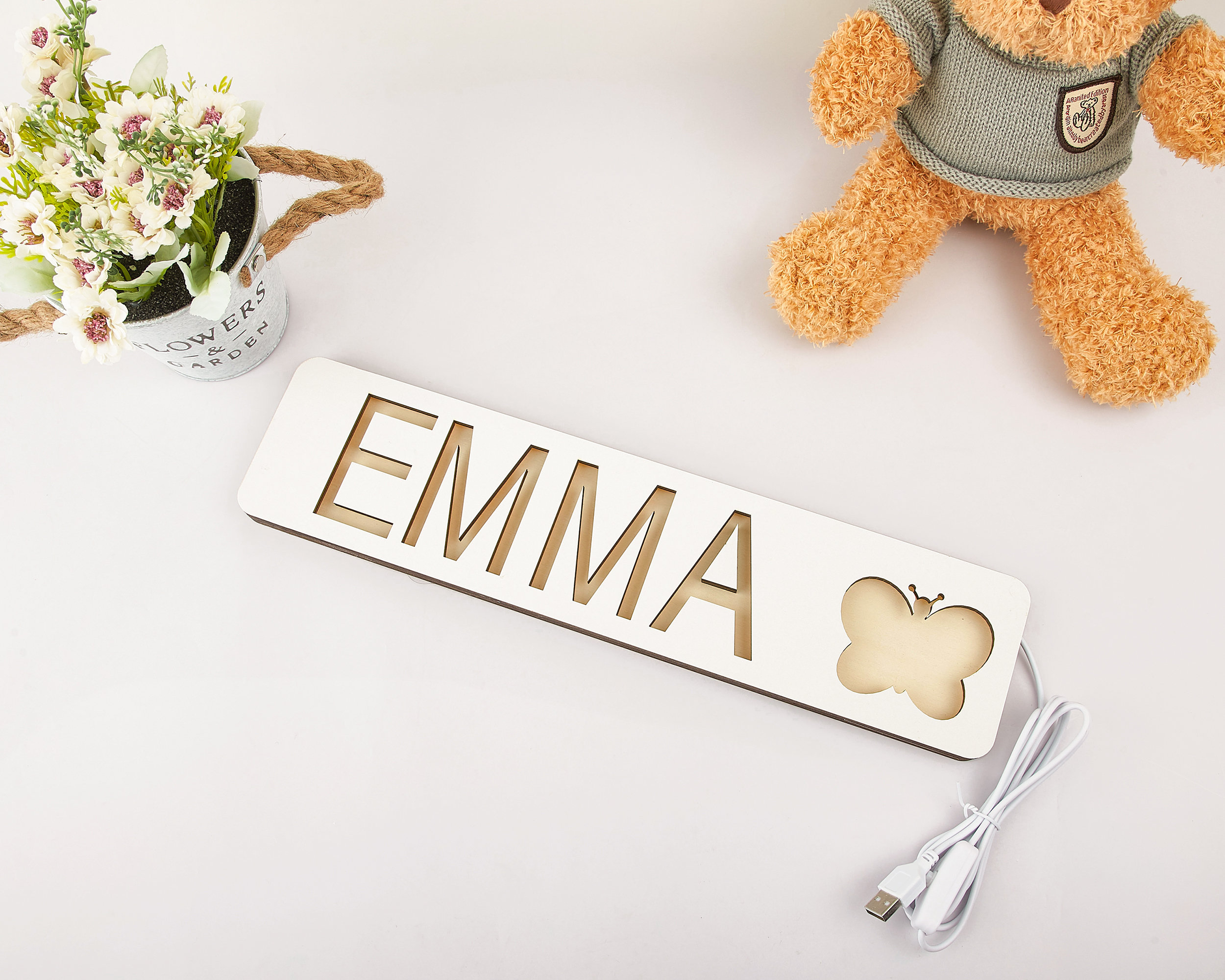 Personalized Baby Wooden Night Light, Toddler Night Lamp With Name ...