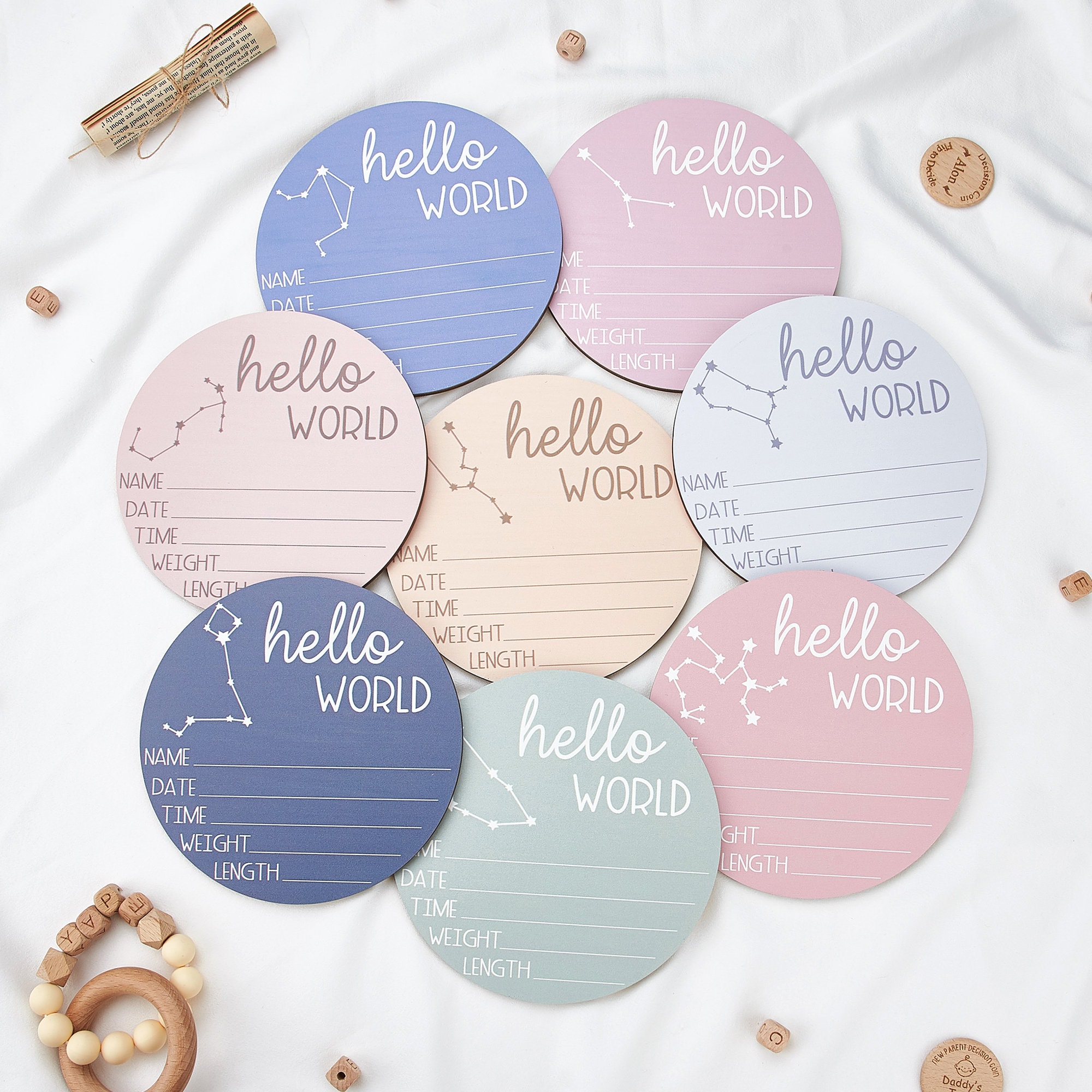 Custom Baby Announcement Sign With Constellation , Hello World Birth Stat Sign, Zodiac ...