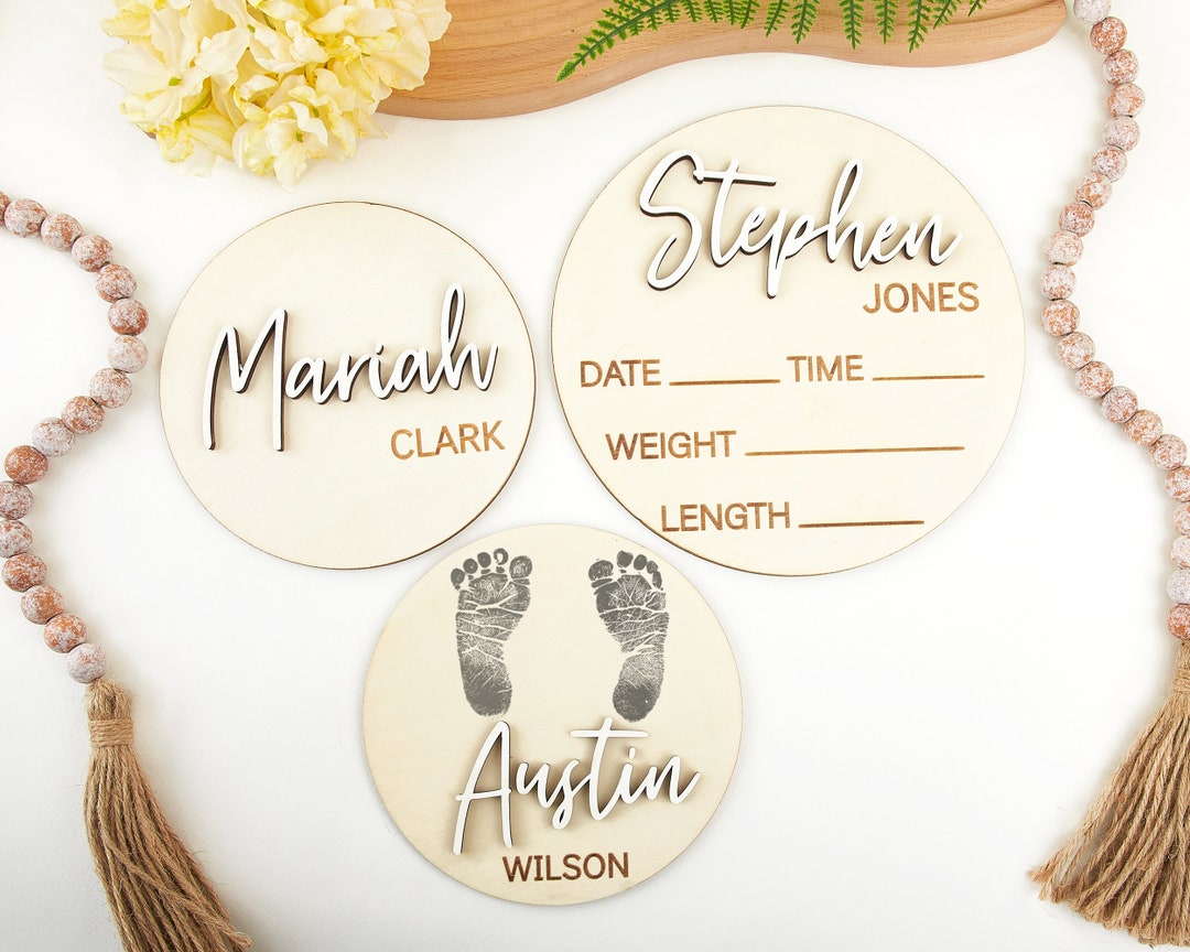 Personalized Baby Announcement Sign, Baby Birth Sign With Name, Wooden ...