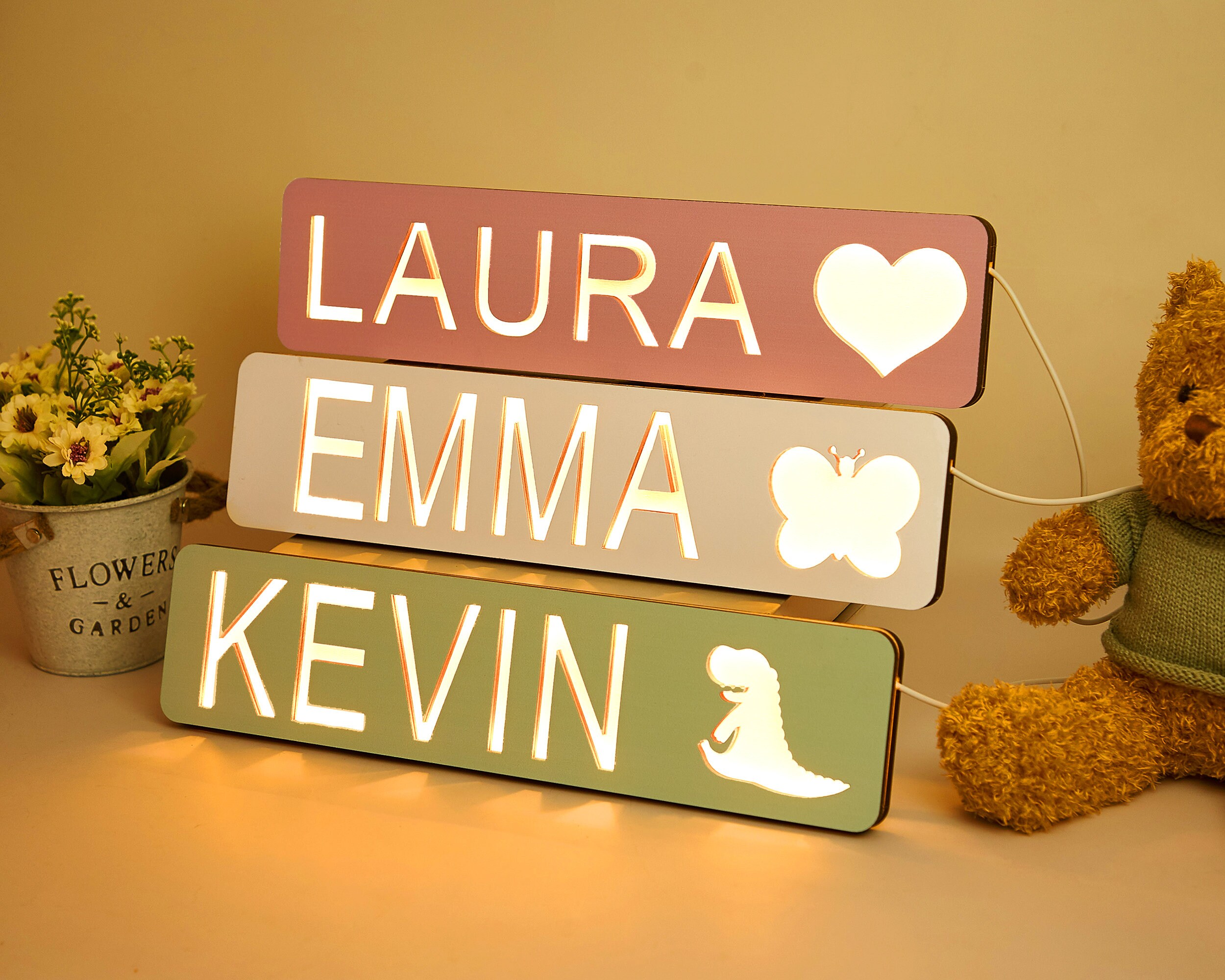 Personalized Baby Wooden Night Light, Toddler Night Lamp With Name ...
