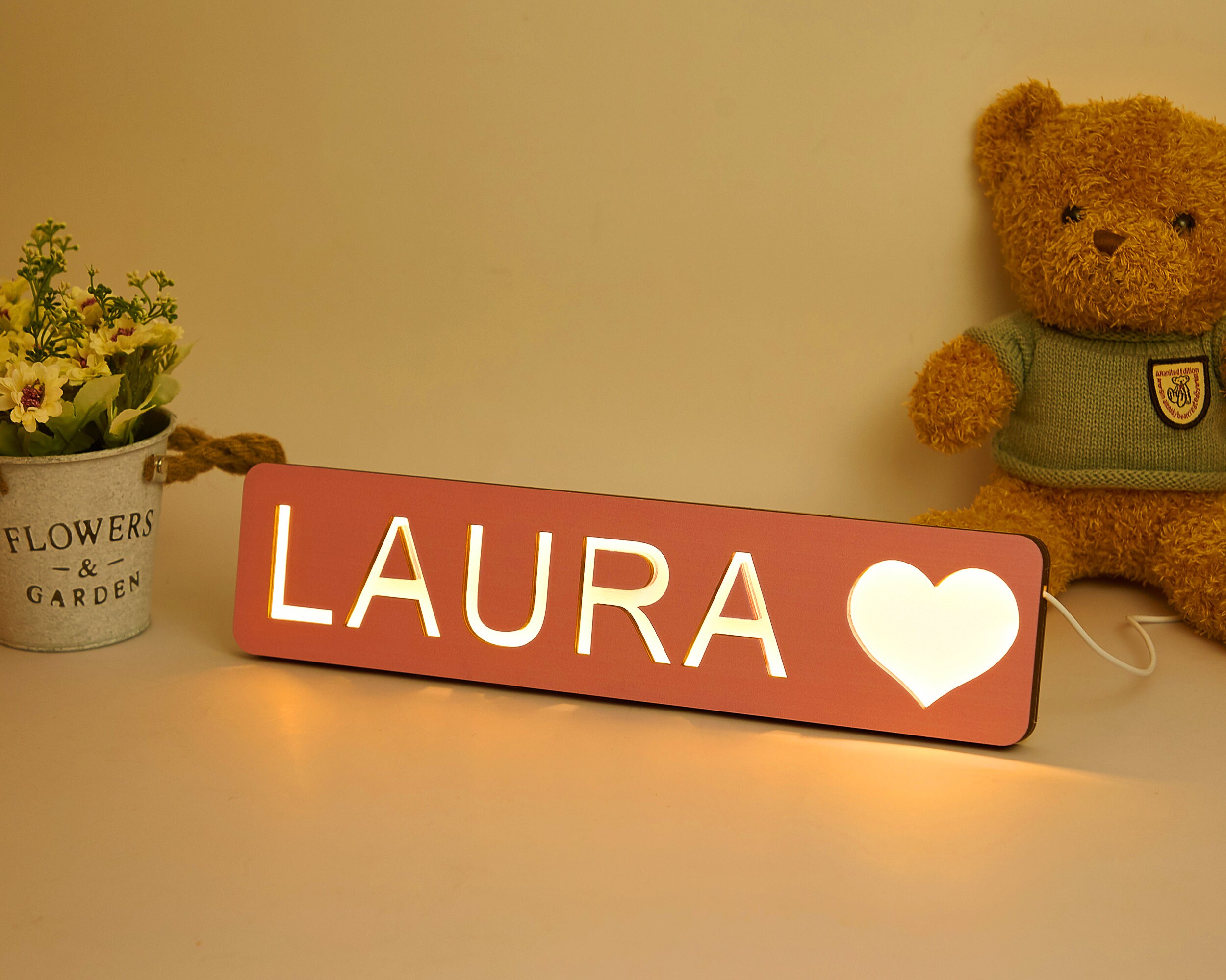 Personalized Baby Wooden Night Light, Toddler Night Lamp With Name ...