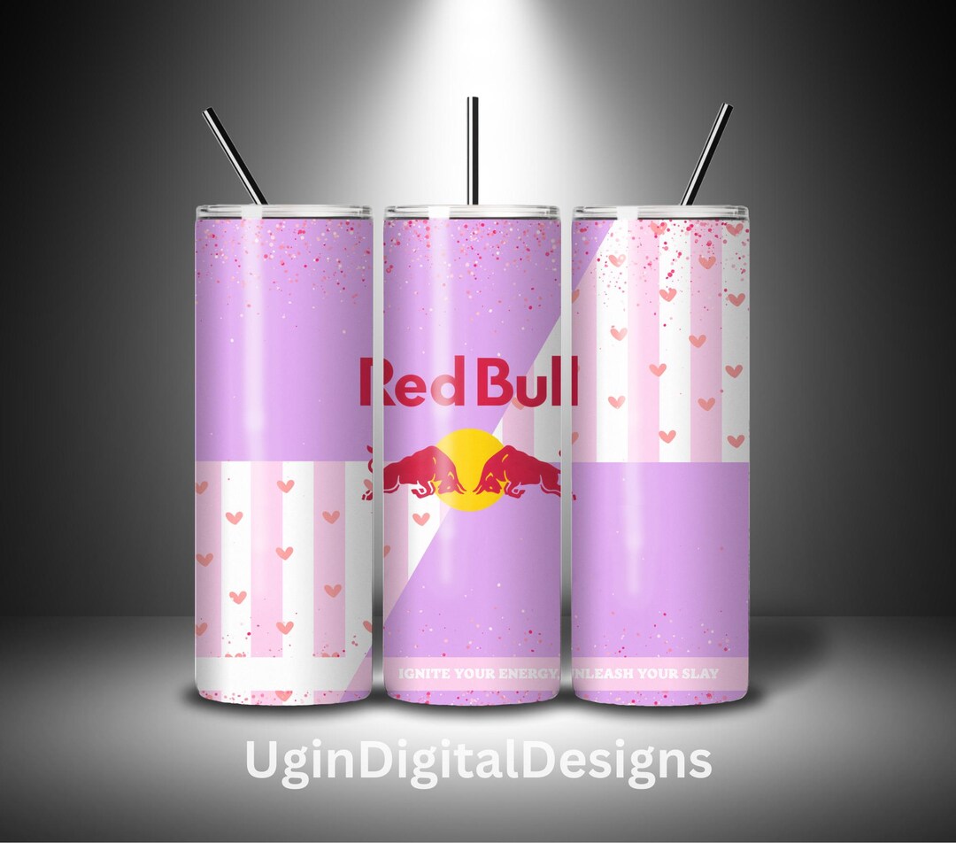 Pink Hearts Red Bull 20oz Tumbler Digital Wrap | Energy Drink Inspired ...