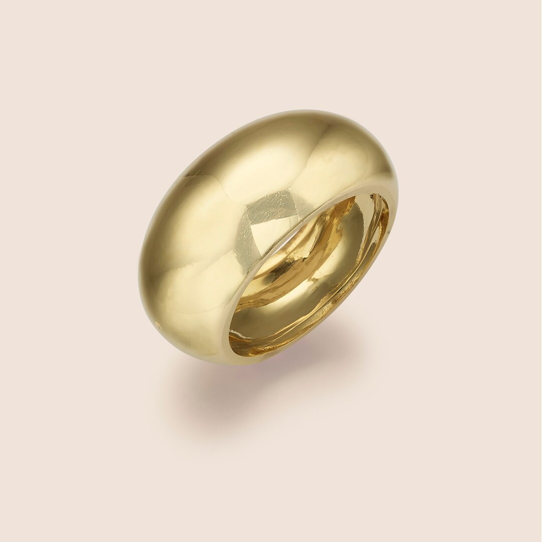 Classic Gold Bold Ring, Solid Gold Dome Ring, Chunky Gold Ring, Gold ...