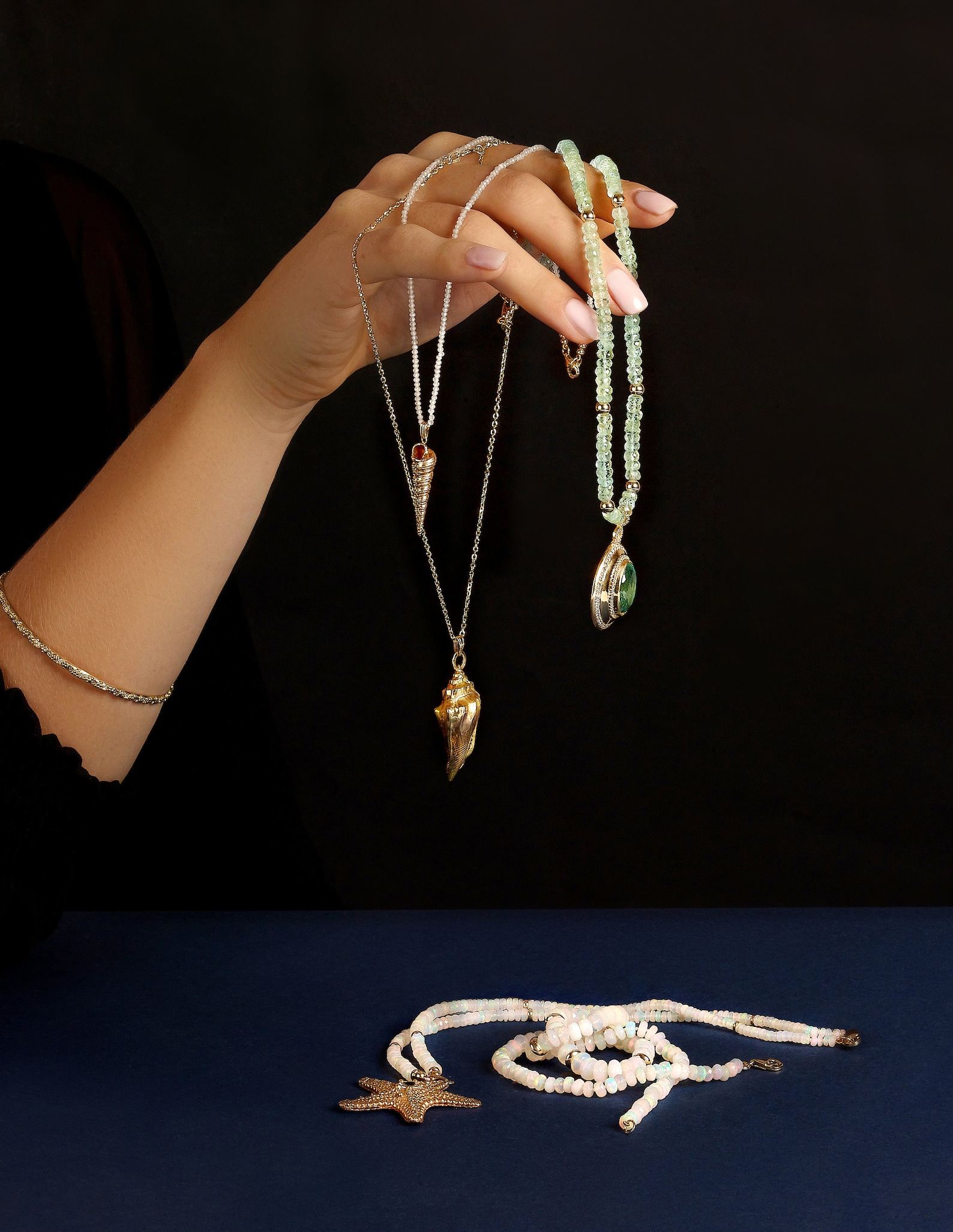 14K Gold Shell Pendant With Real Diamonds, Statement Shell Pendant ...