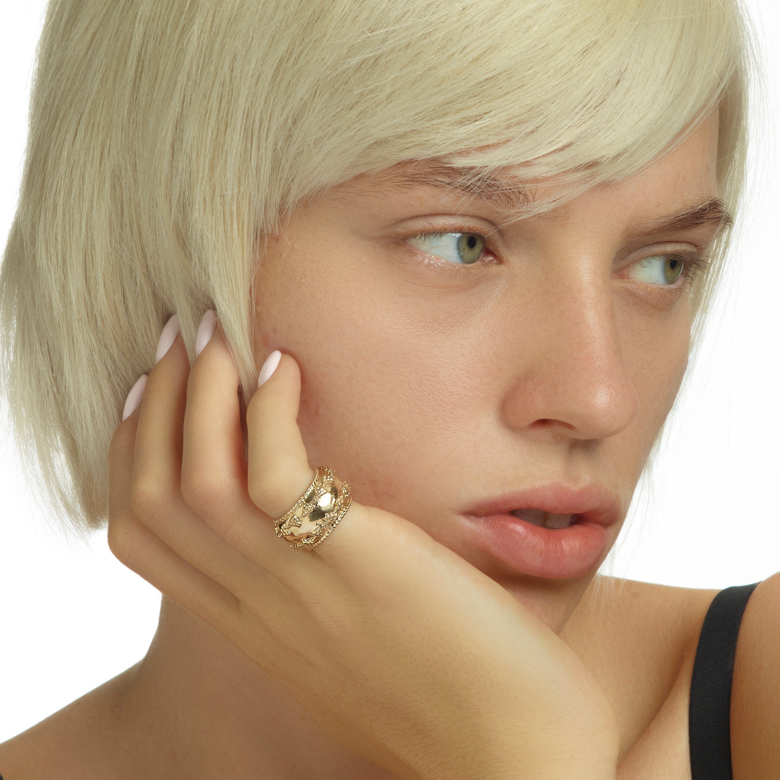14K Gold Bombay Ring, Chunky Gold Ring, Vines Gold Ring, Statment Gold ...