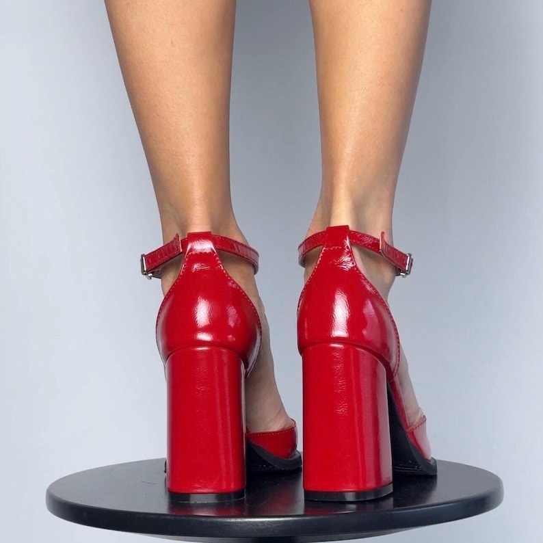 Mary Jane Shoe Red Ankle Strap Heel Mary Jane Heel T Strap Heel Closed ...