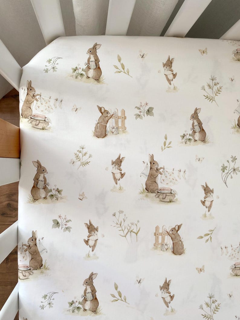 Peter Rabbit Crib Sheet, Organic Cotton Fitted Sheet, Baby Girl Bedding ...