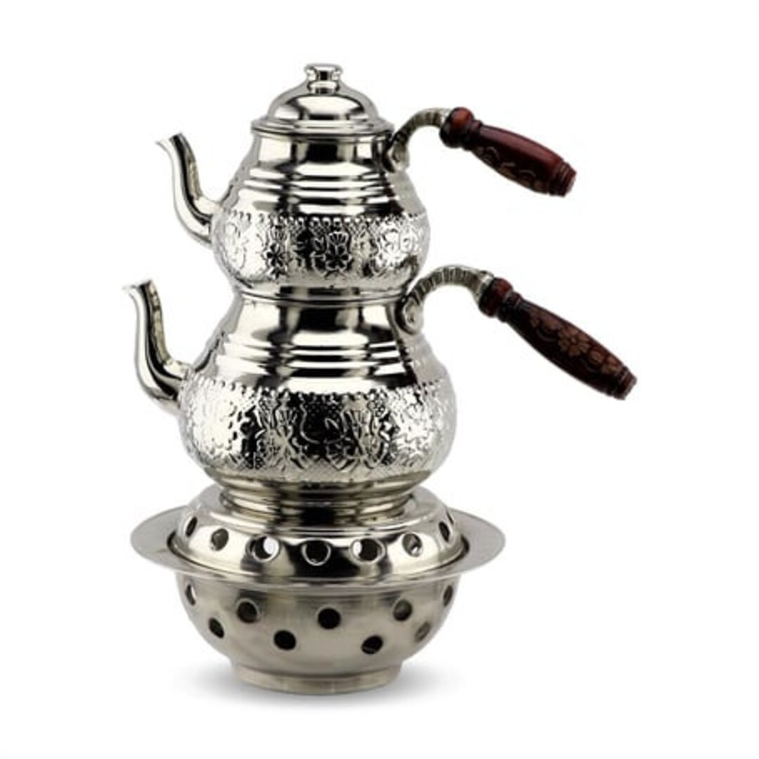 Traditional Handcrafted 100% Pure Copper Turkish Teapot Nickel Print ...