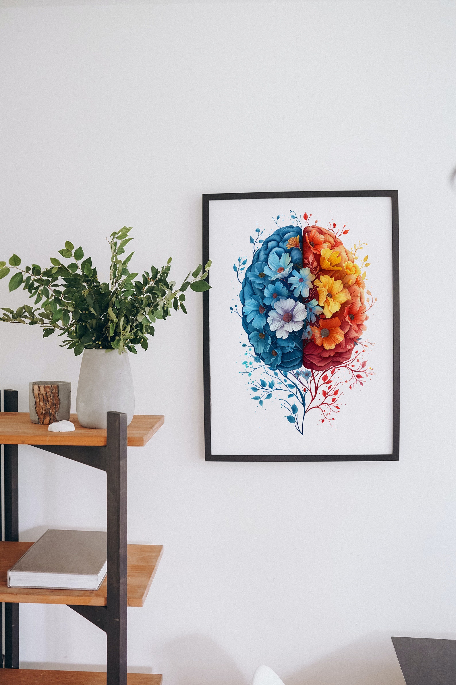 Left and Right Brain Art With Flowers Print, Neurology Art, Printable ...
