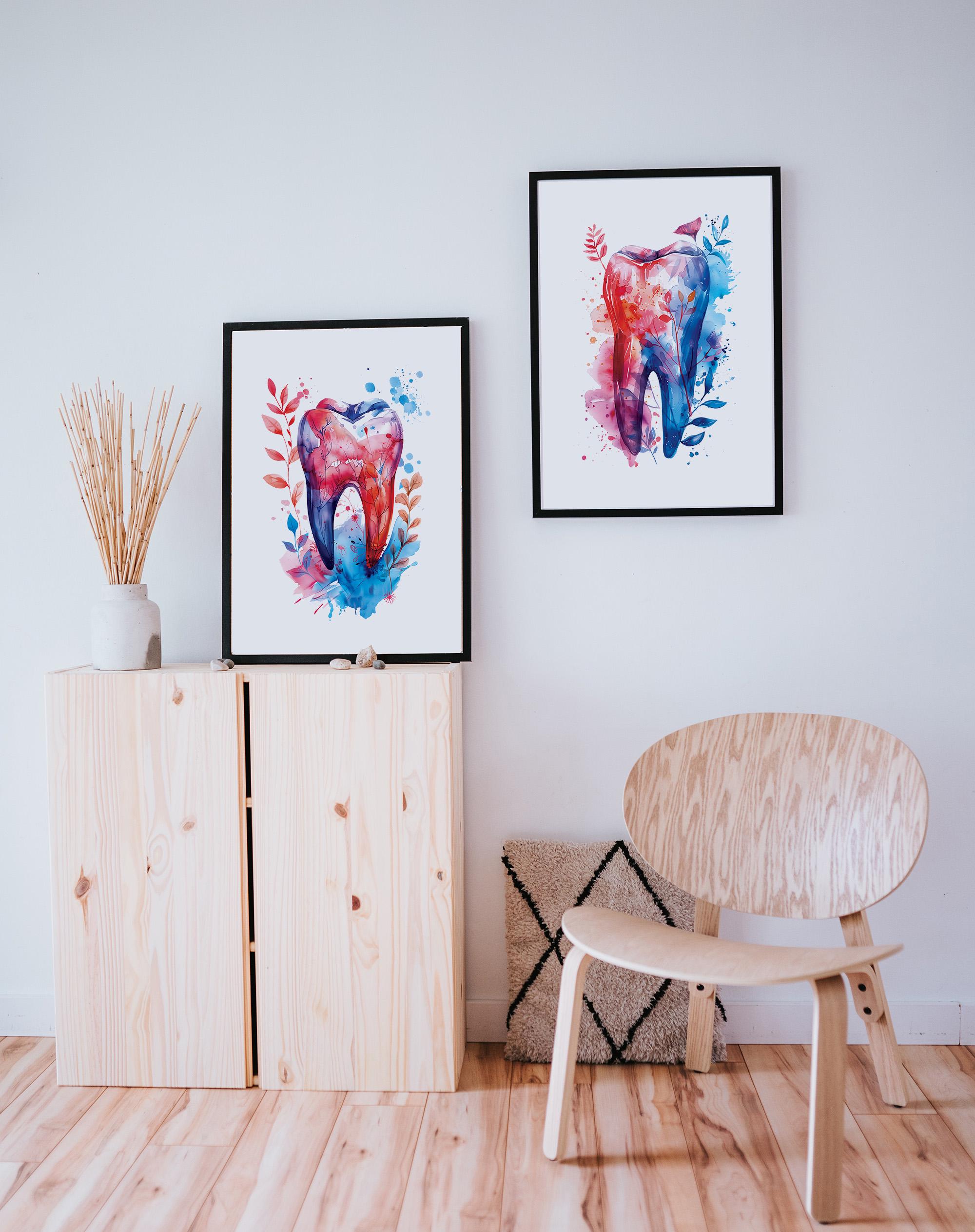 Dental Wall Art Set of 3 Dentist Art Watercolor Dental Office Decor ...