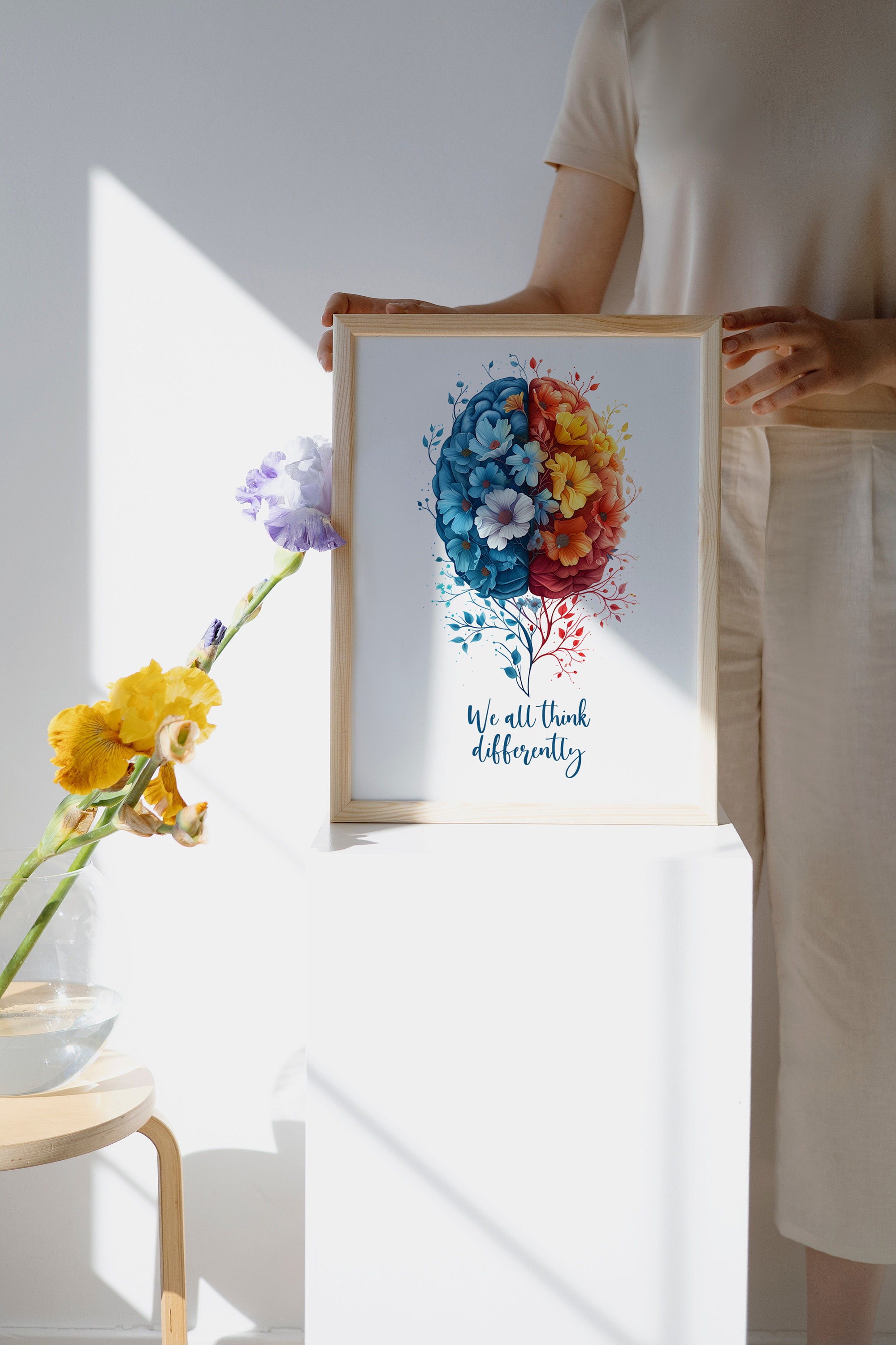 Neurodiversity Brain Art Print, We All Think Differently Quote Poster ...