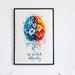 Neurodiversity Brain Art Print, We All Think Differently Quote Poster ...
