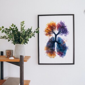 Anatomical Lungs Tree Art Print Watercolor, Trees Are Lungs Art ...