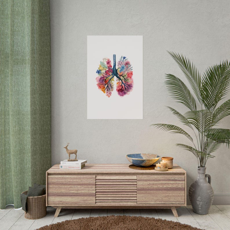 Floral Lungs Art Poster, Lung Watercolor Wall Art, Pulmonologist Gift ...