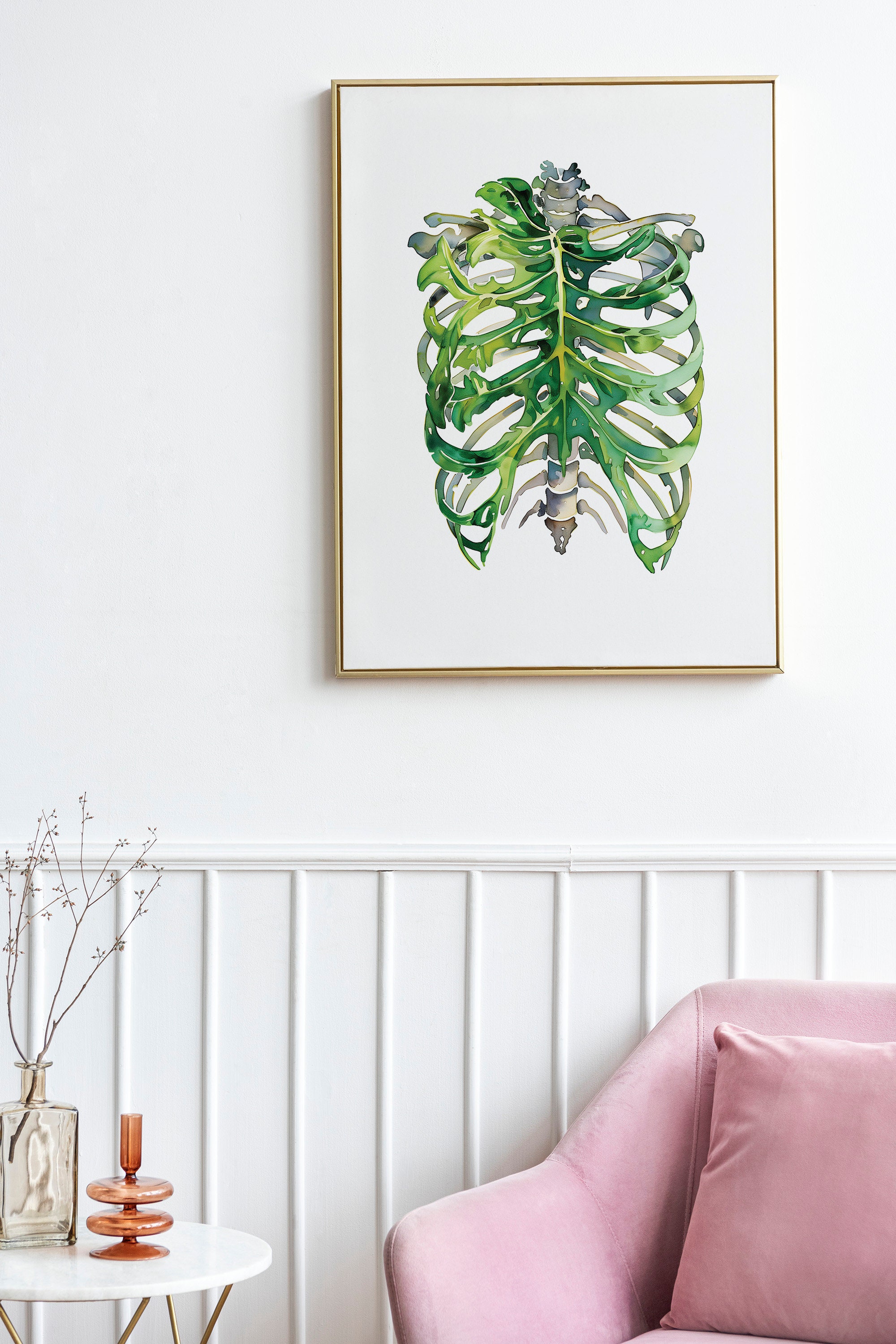 Rib Cage Monstera Art Print Thorax Wall Art Chiropractor Wall Decor ...