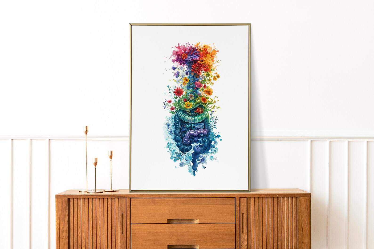 Floral Digestive System Watercolor Art Print, Anatomical Gut Flower ...