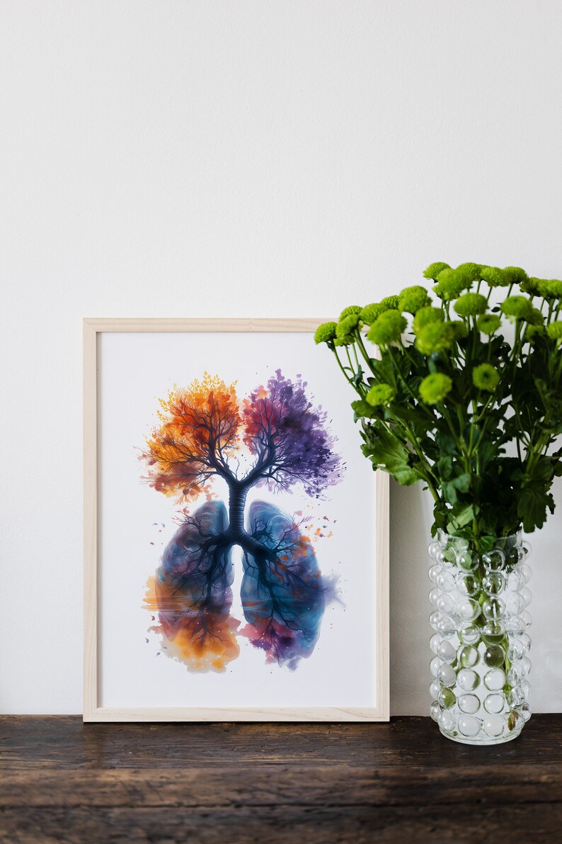 Anatomical Lungs Tree Art Print Watercolor, Trees Are Lungs Art ...