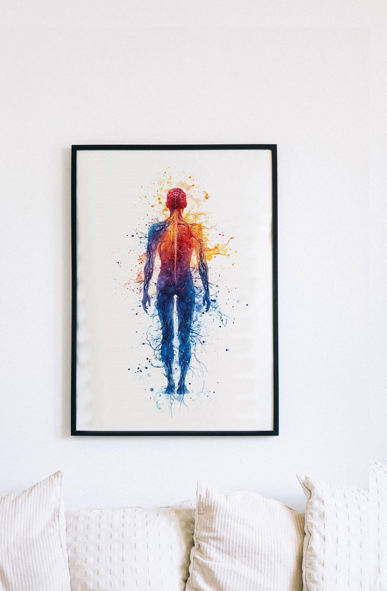 Nervous System Art Print Watercolor Vadus Nerve Artwork Printable Human ...