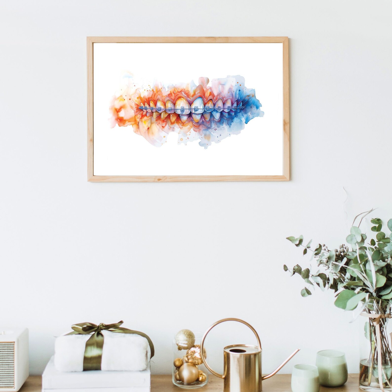 Braces Watercolor Print Orthodontic Wall Art Dental Office Decor Teeth ...