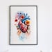 Anatomical Colorful Heart Art Print Floral Heart Wall Art Anatomy ...