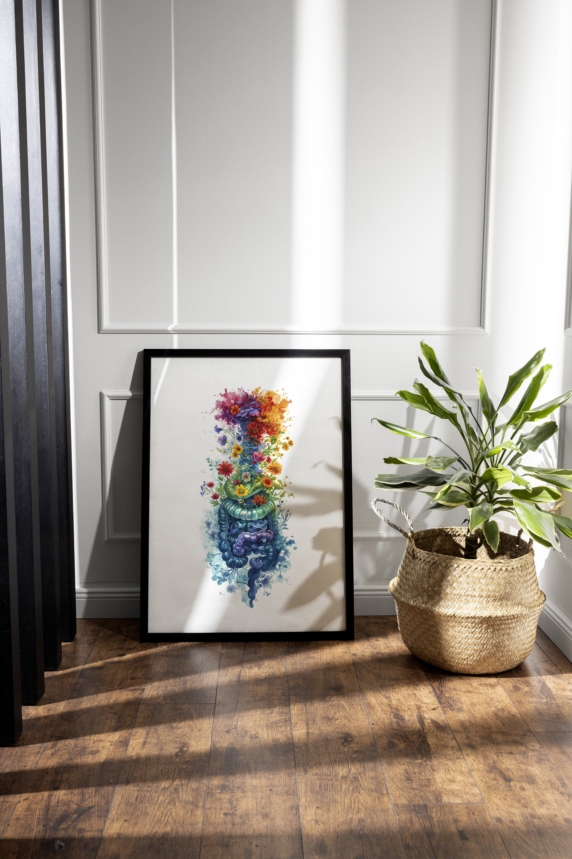 Floral Digestive System Watercolor Art Print, Anatomical Gut Flower ...