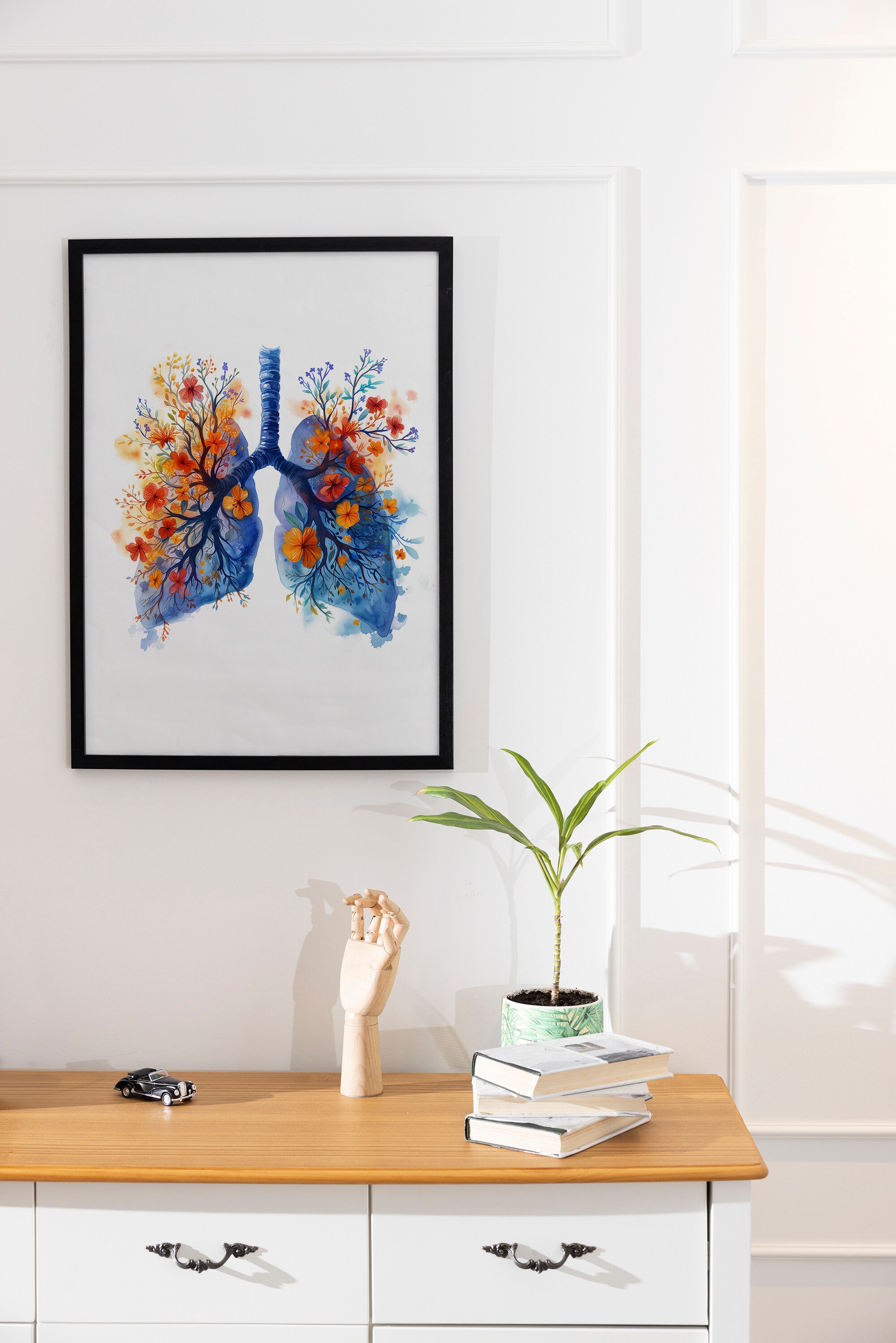 Flower Lungs Watercolor Art Print, Botanical Anatomy Poster ...