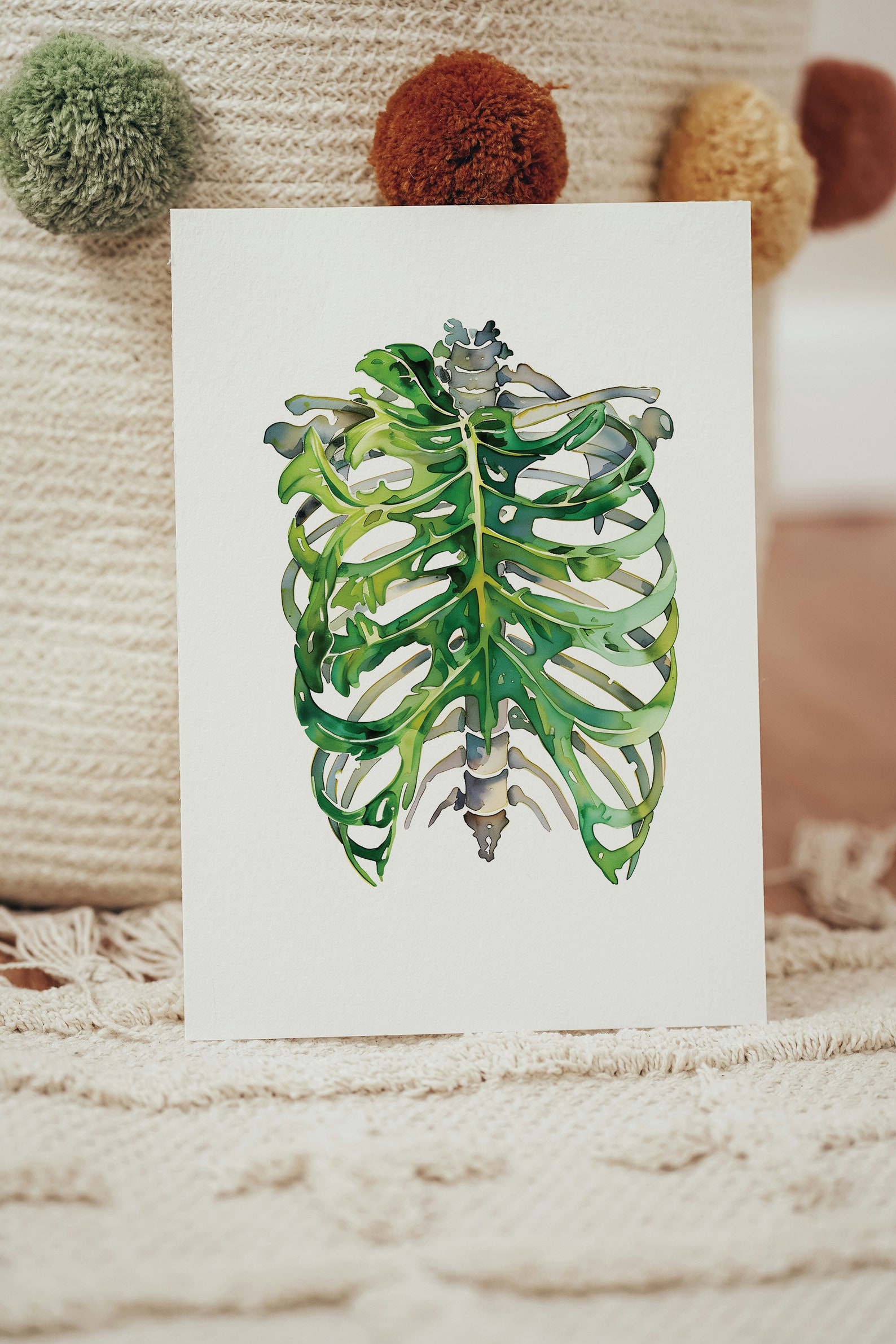 Rib Cage Monstera Art Print Thorax Wall Art Chiropractor Wall Decor ...