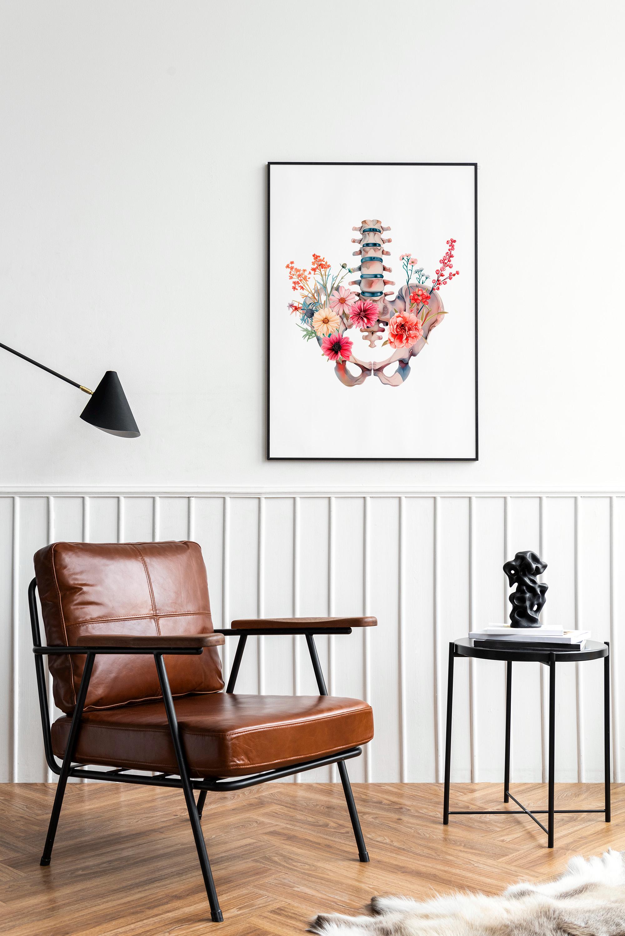 Floral Pelvis Anatomy Poster, Physical Therapist Office Decor ...