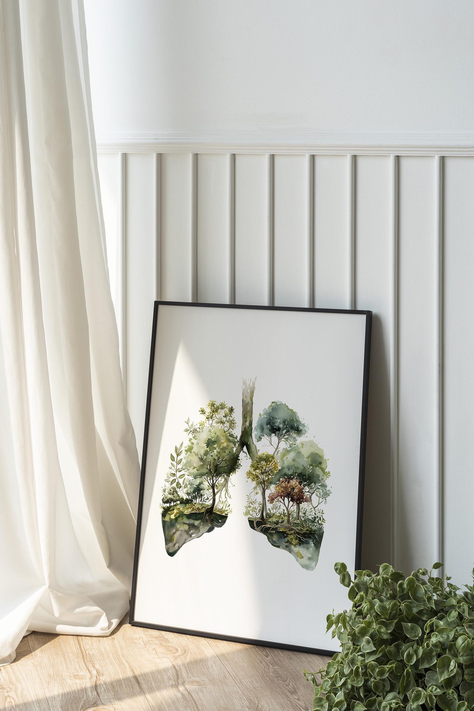 Lungs Forest Art Print, Watercolor Nature Inspired Breathing Artwork ...