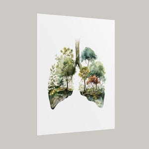 Lungs Forest Art Print, Watercolor Nature Inspired Breathing Artwork ...