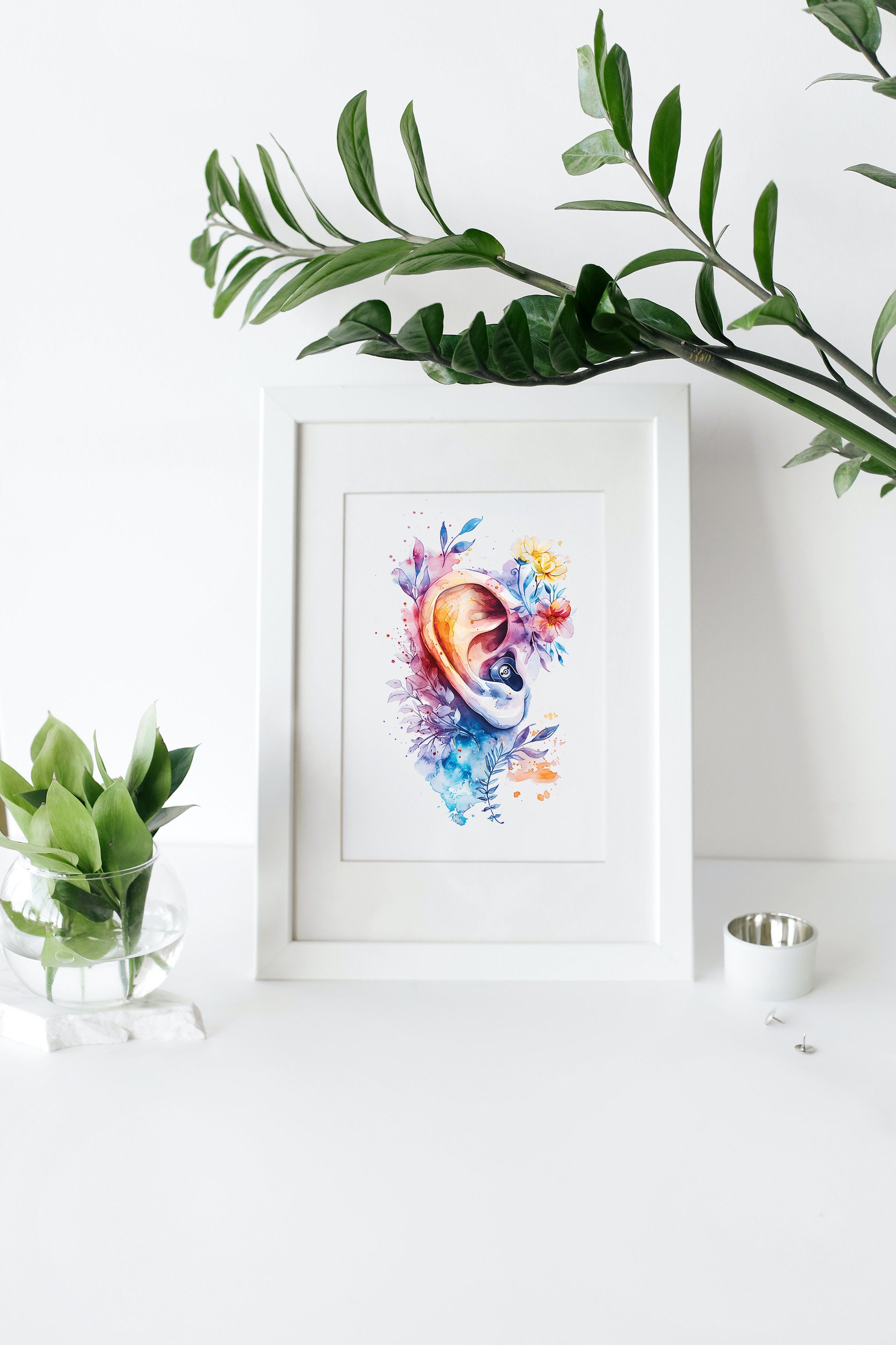 Hearing Aid Ear Anatomy Art Print, Audiology Wall Art Colorful Ear ...