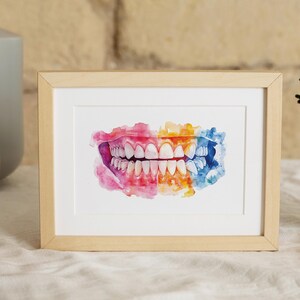 Teeth Art Watercolor Dental Artwork, Dentist Painting Printable ...